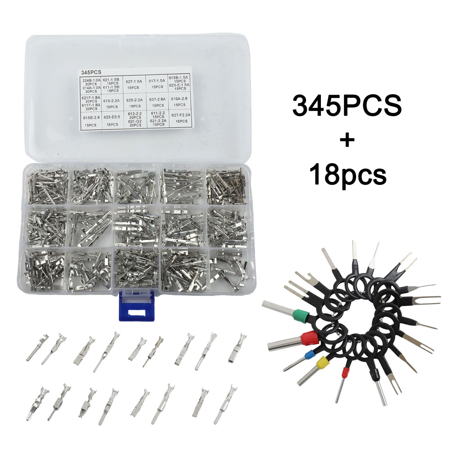 yaaqii 345+18PCS Terminal Pins Wire Harness Pins Male Female Electrical ...