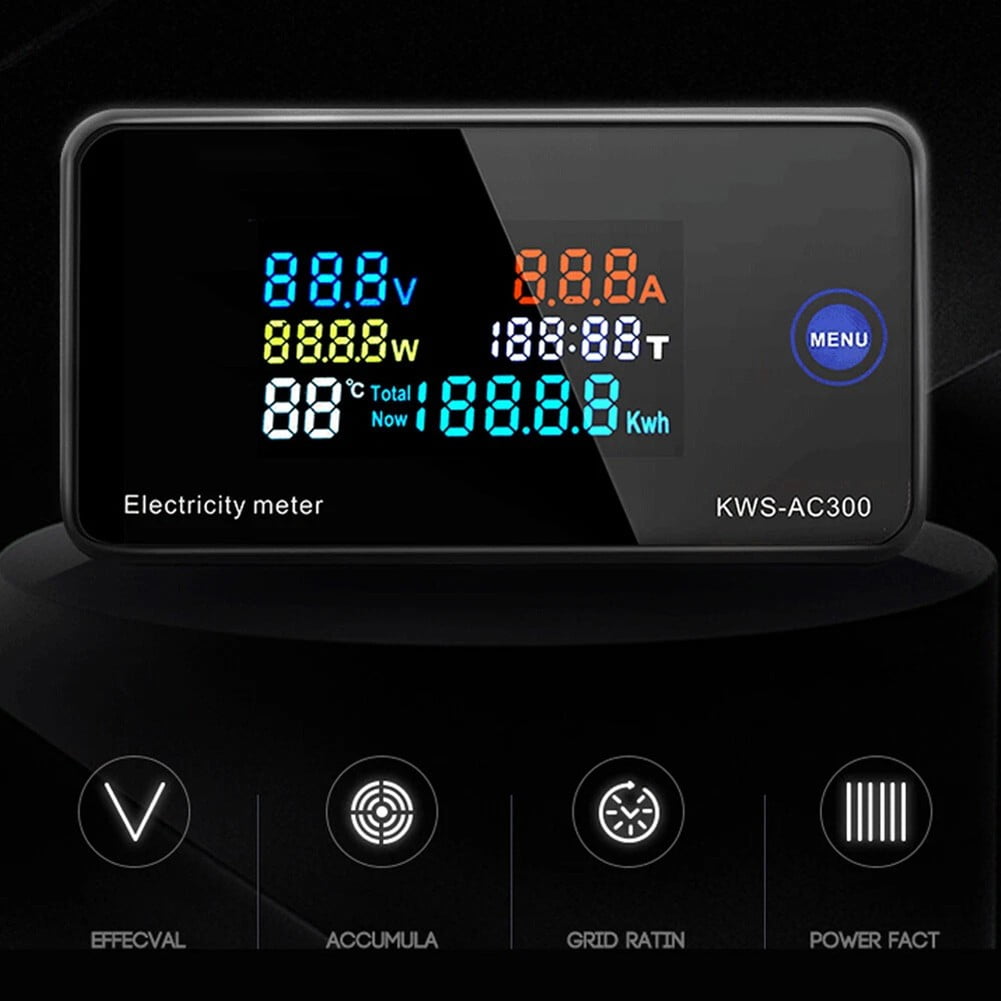 yaaqii AC50-300V 100A Digital KWh Watt Meter Volt Amp Voltmeter Ammeter ...