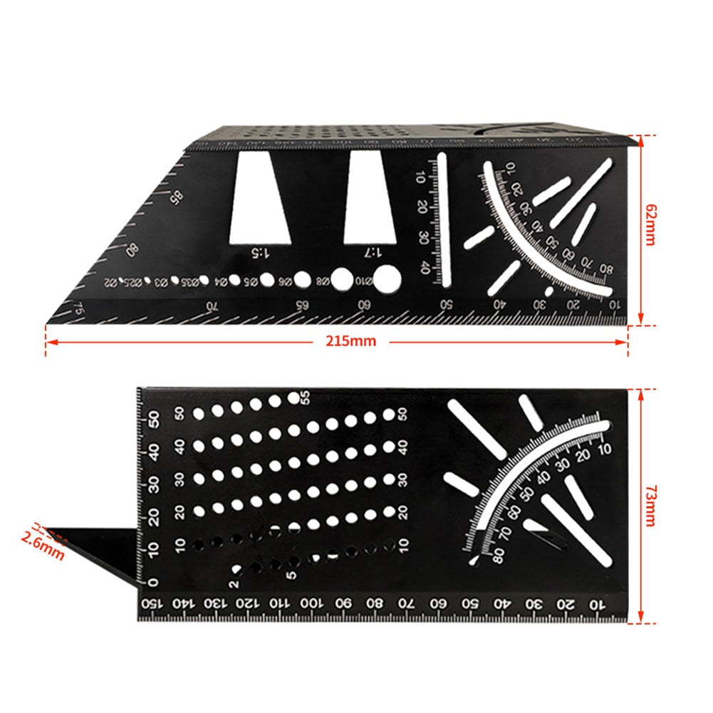 yaaqii Angle Ruler Square Size Measure Ruler 45/90 degrees Marking ...