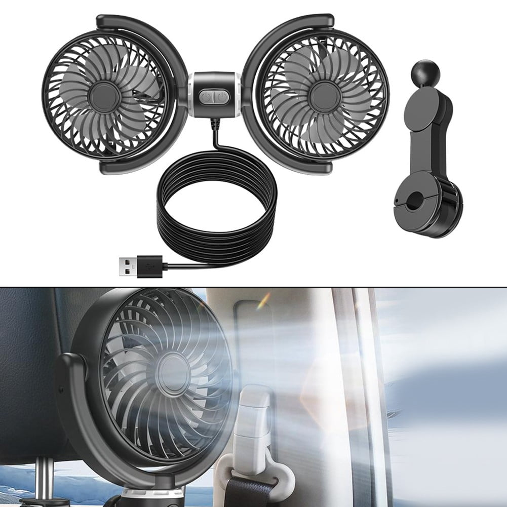 yaaqii Car seat fan Dual head cooling fan 3 speed rear headrest cooler ...