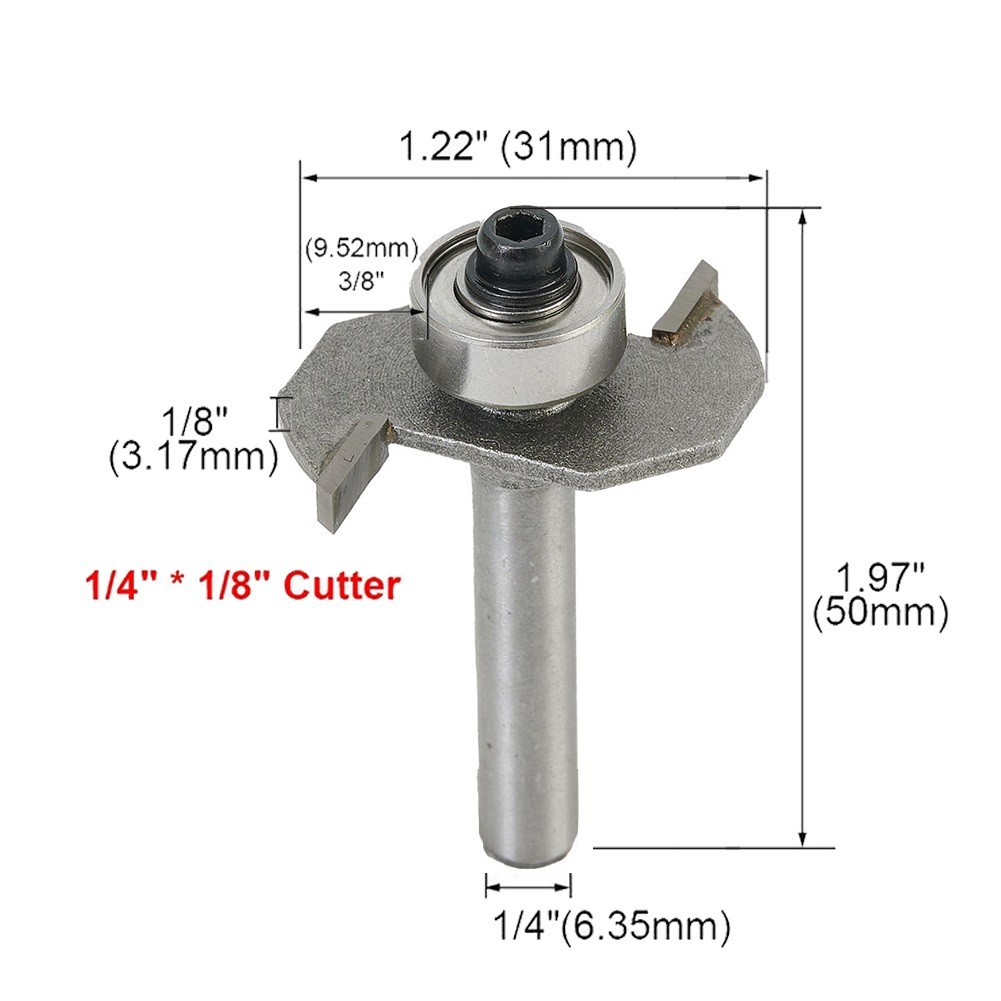 yaaqii T Slot Router Bit 1/4\" Shank 1/8\" Cutting Depth 2 Flutes HSS ...