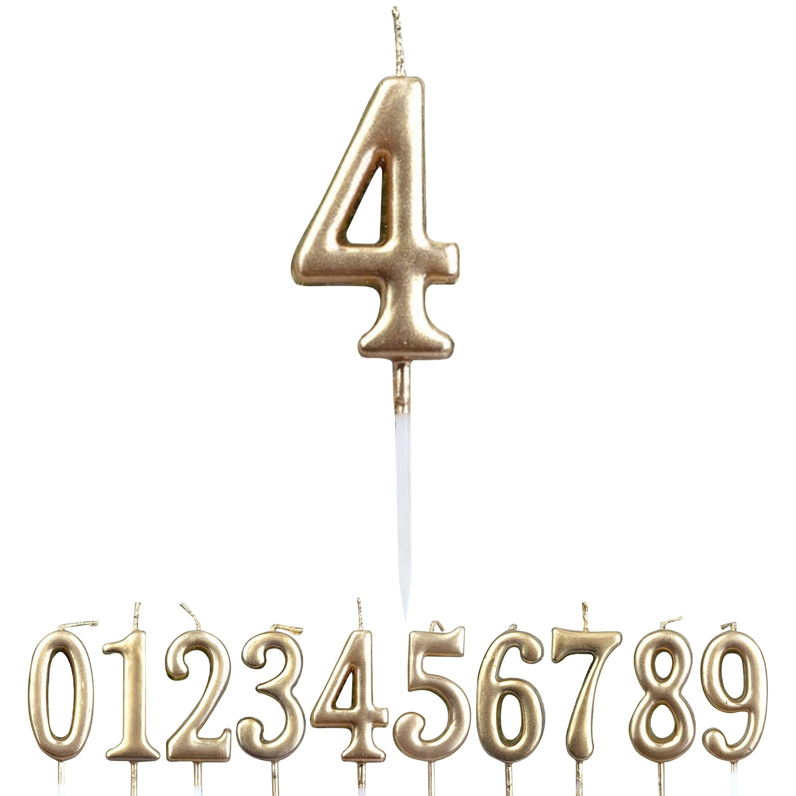 yafuidil Birthday Candles - Champagne Gold Number 4 Birthday Candle for ...