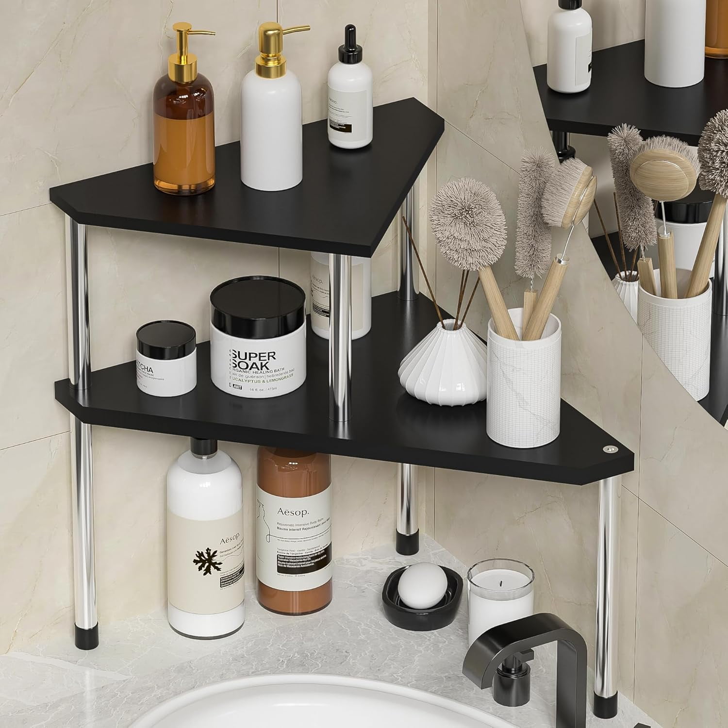 yanyanKitchen Countertop Organizer Corner Shelf - Kitchen Spice Rack ...