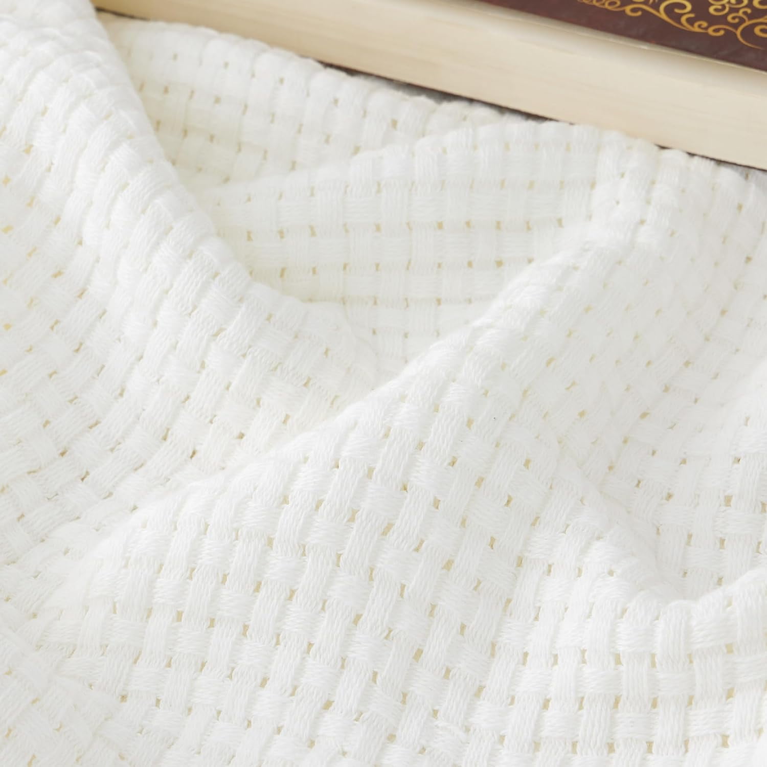 yaohasong 100% Cotton Blanket King Size for Bed - Soft Cozy Herringbone ...