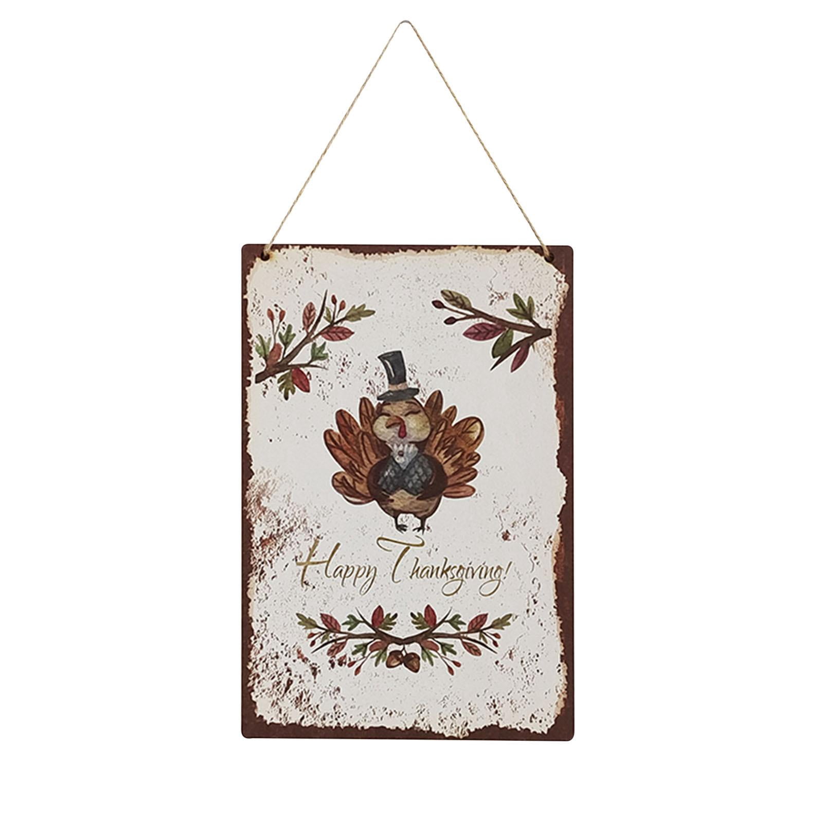 yaoruiling Wooden hanging sign,Thanksgiving pumpkin turkey maple leaf ...