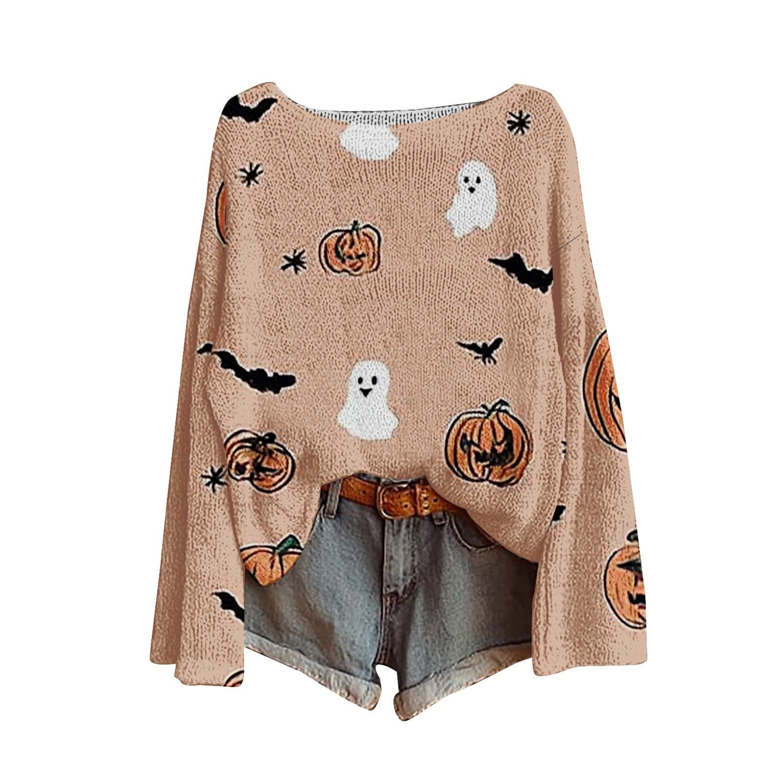 yardsong Halloween Sweaters for Women 2025 Boho Vintage Spooky Season ...