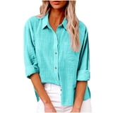 yardsong Women's 2025 Fall Linen Shirts - Button Down Loose Fit ...