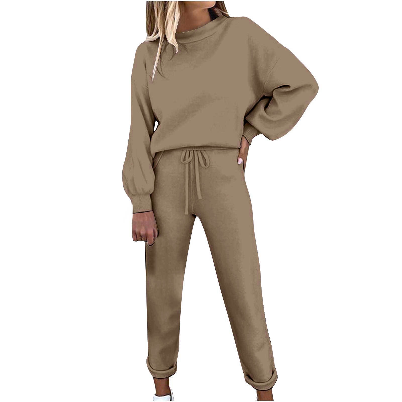 yardsong Womens Fall Sweatsuits 2025 2 Piece Lounge Sets Trendy Solid ...