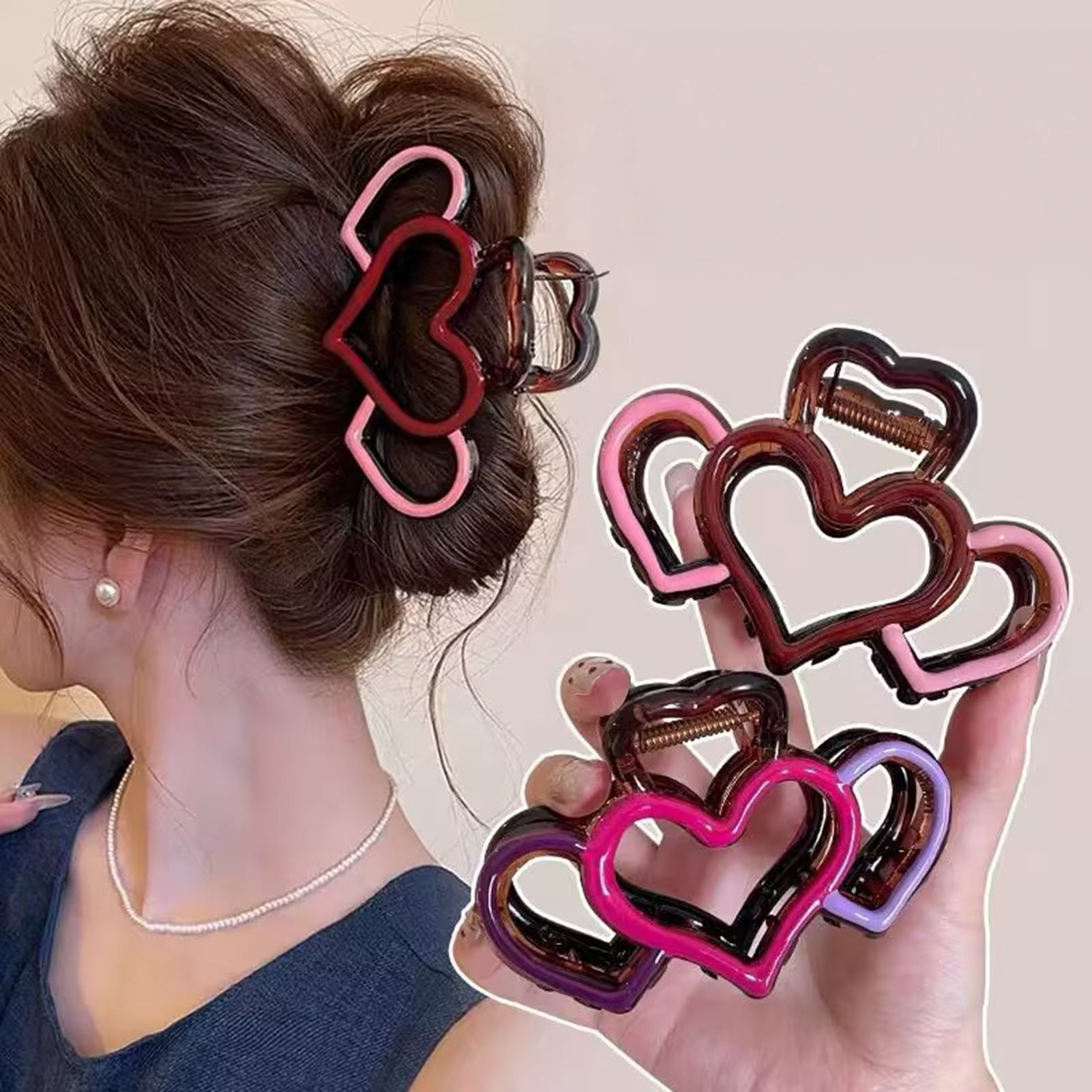 yatuiex Minimalist Hollow‑Heart Acrylic Hair Claw Clip, Textured Drip ...