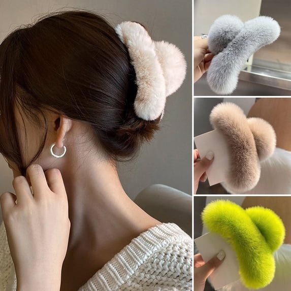 yatuiex Plush‑Covered Large Hair Claw Clip, Strong Spring Non‑Slip ...