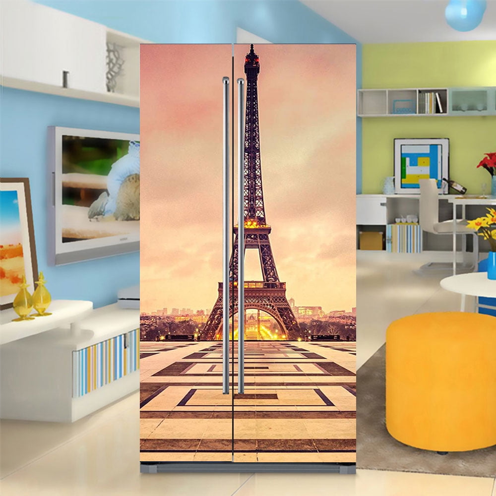 yazi Self-adhesive Vinyl Double Door Fridge Wallpaper Mural Vintage ...