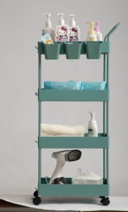 ybtchyw Storage Cart 4 Tier Narrow Rolling Storage with Wheels ...