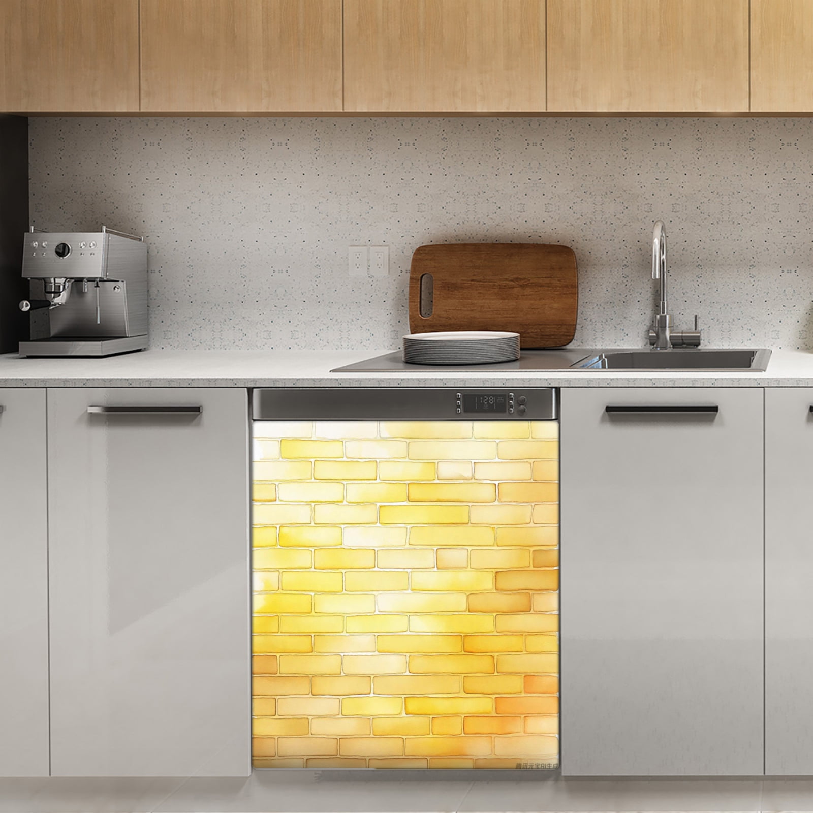 yellow Brick Stone wall Dishwasher Magnet Cover Decorative Sticker for ...