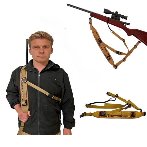 yellow Camouflage Rifle Sling for Hunting, 3-Point Quick Release ...