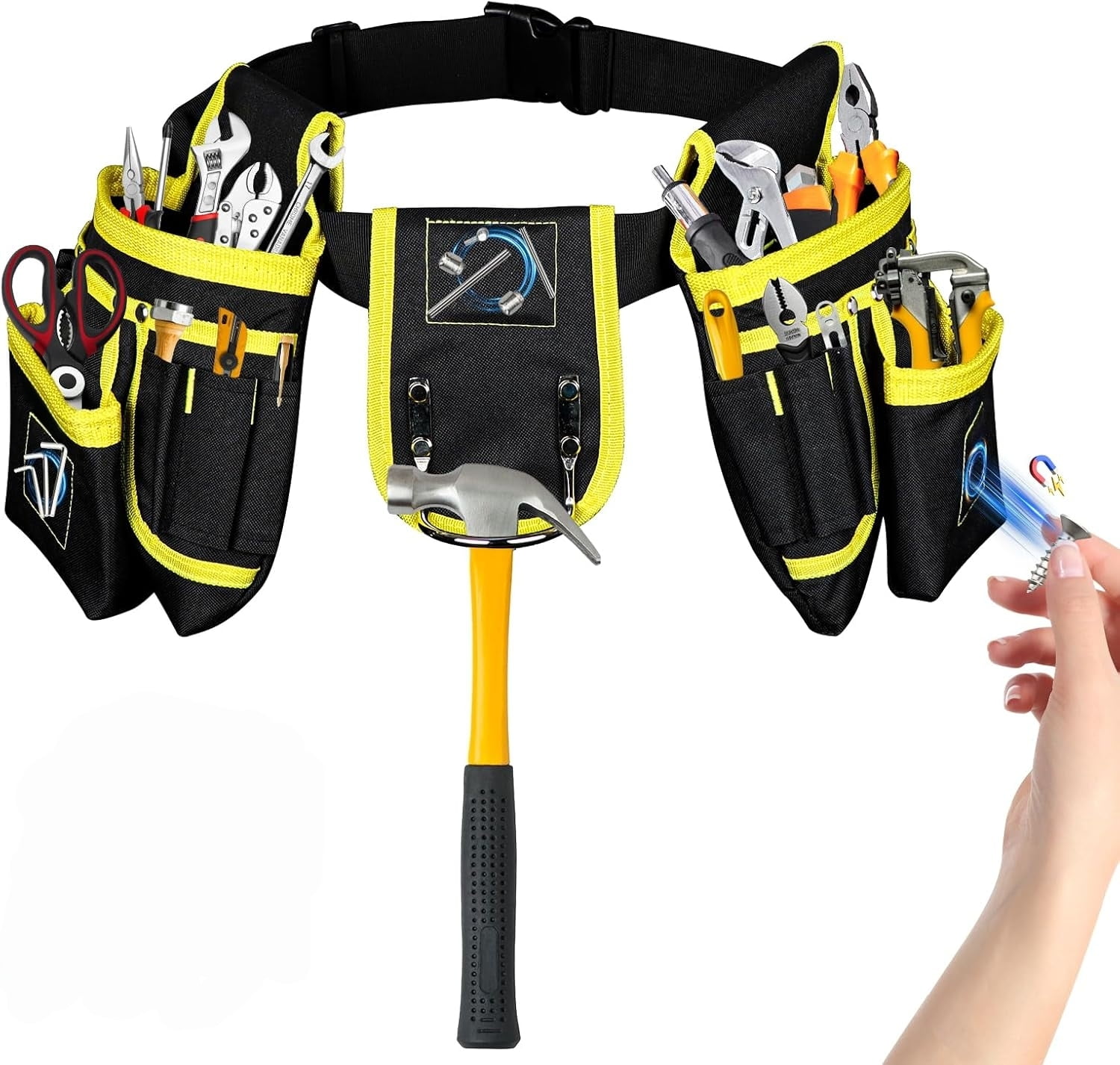 Behome Tool Belt, 26 Pockets Heavy Duty Tool Pouch, Detachable ...