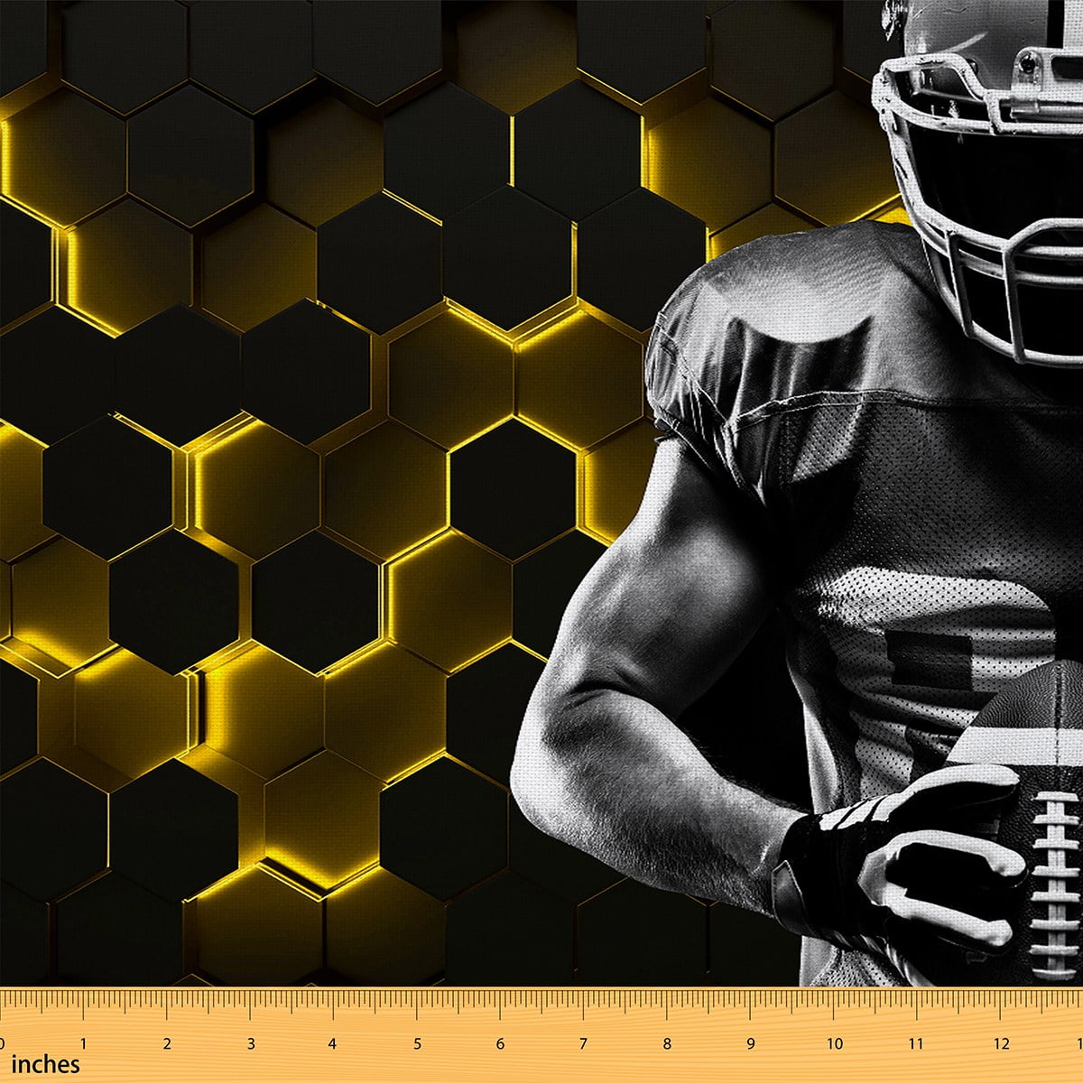 yellow black Honeycomb Fabric By The Yard American football Upholstery ...