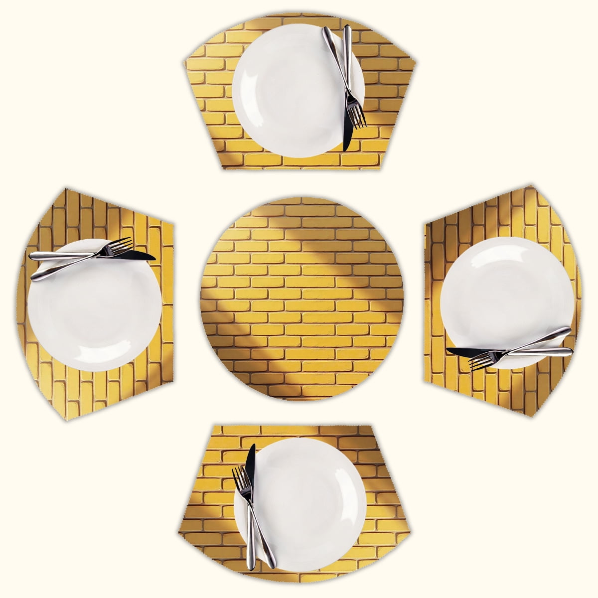 yellow brick , Brick Stone sunlight Round Table Placemats Set Of 5 ...
