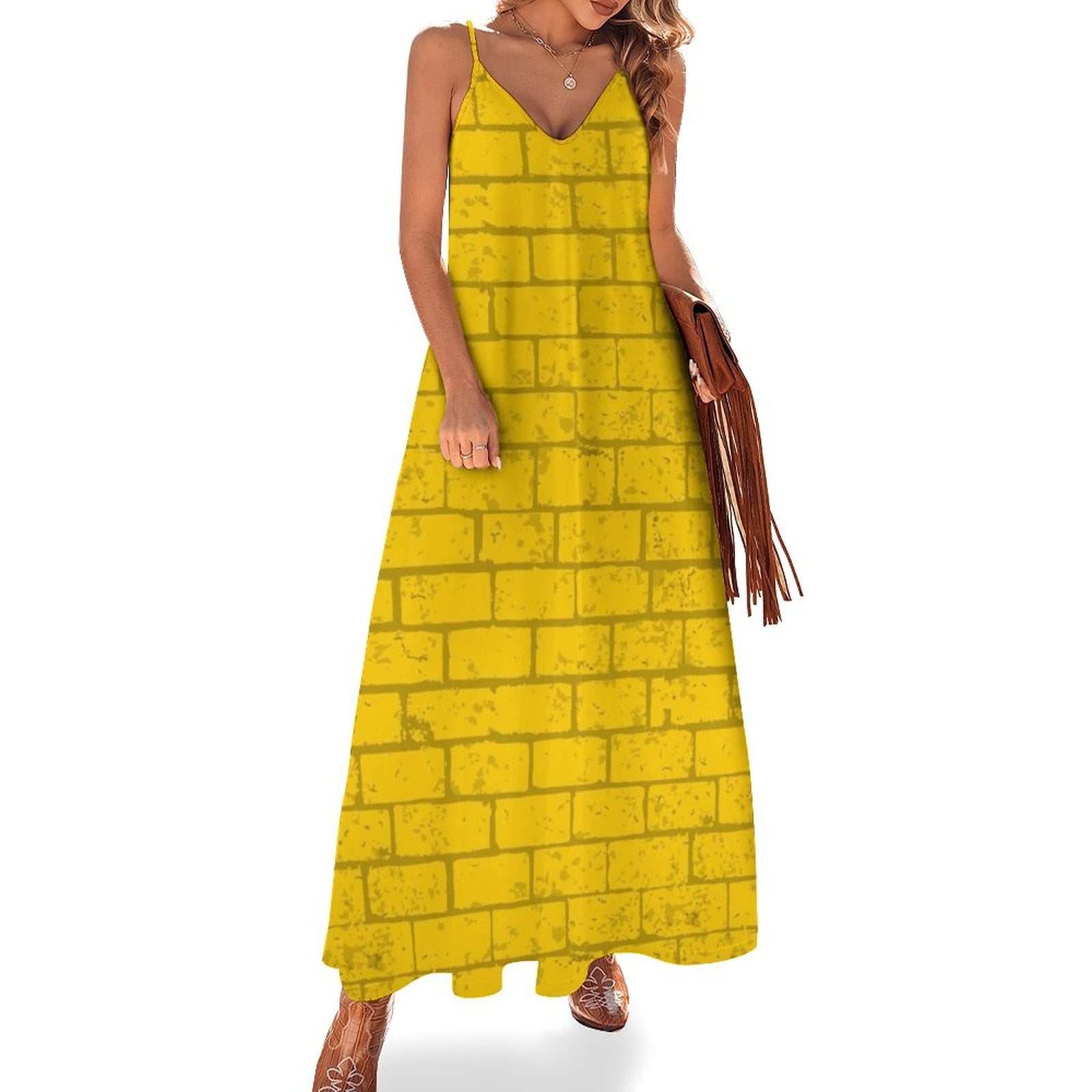 yellow brick Sleeveless Dress Aesthetic clothing luxury evening dresses ...