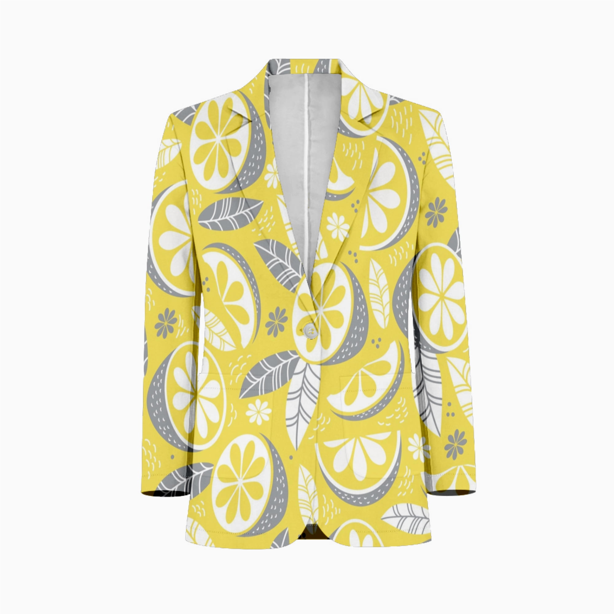 yellow gray color citrus fruits, leaves and branches Men Blazers Slim ...
