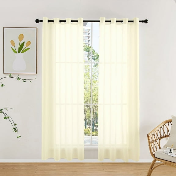 80x200cm Sheer Window Curtains Light Filtering Voile Drapes for Living ...