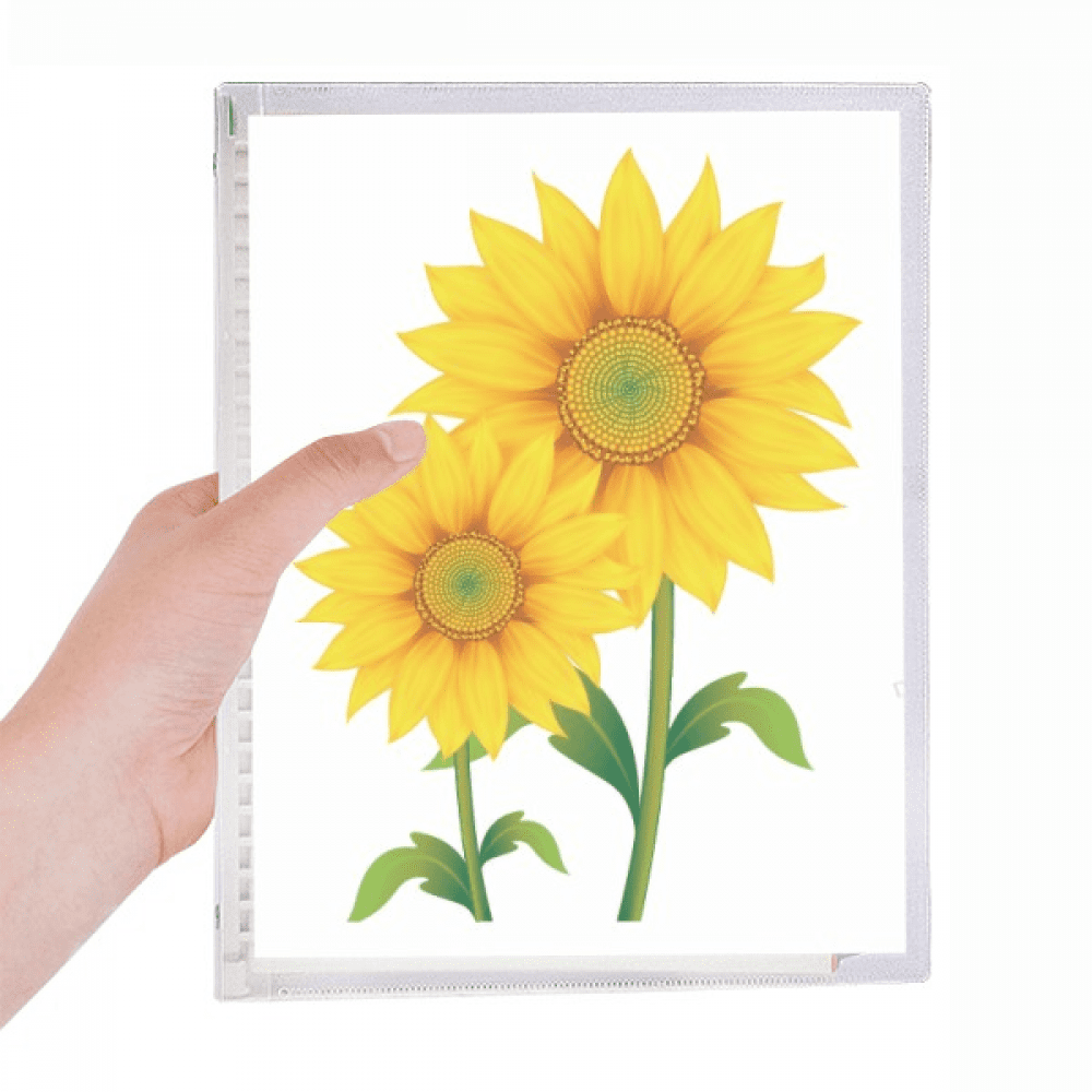 yellow sunflower greenery flower notebook loose diary refillable ...