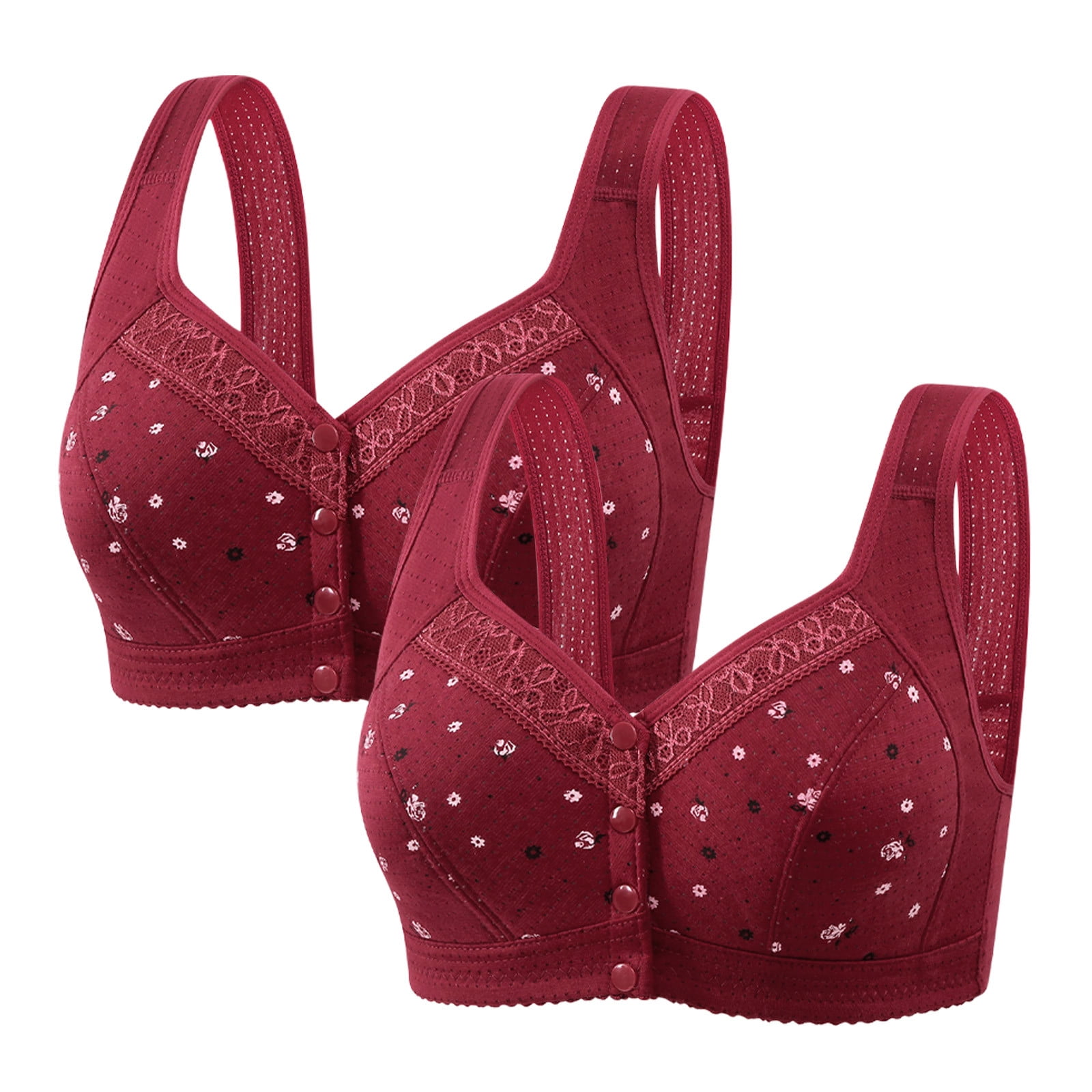 yievot 2 Pack Front Closure Bras for Womens Bras Front Snaps Seniors ...