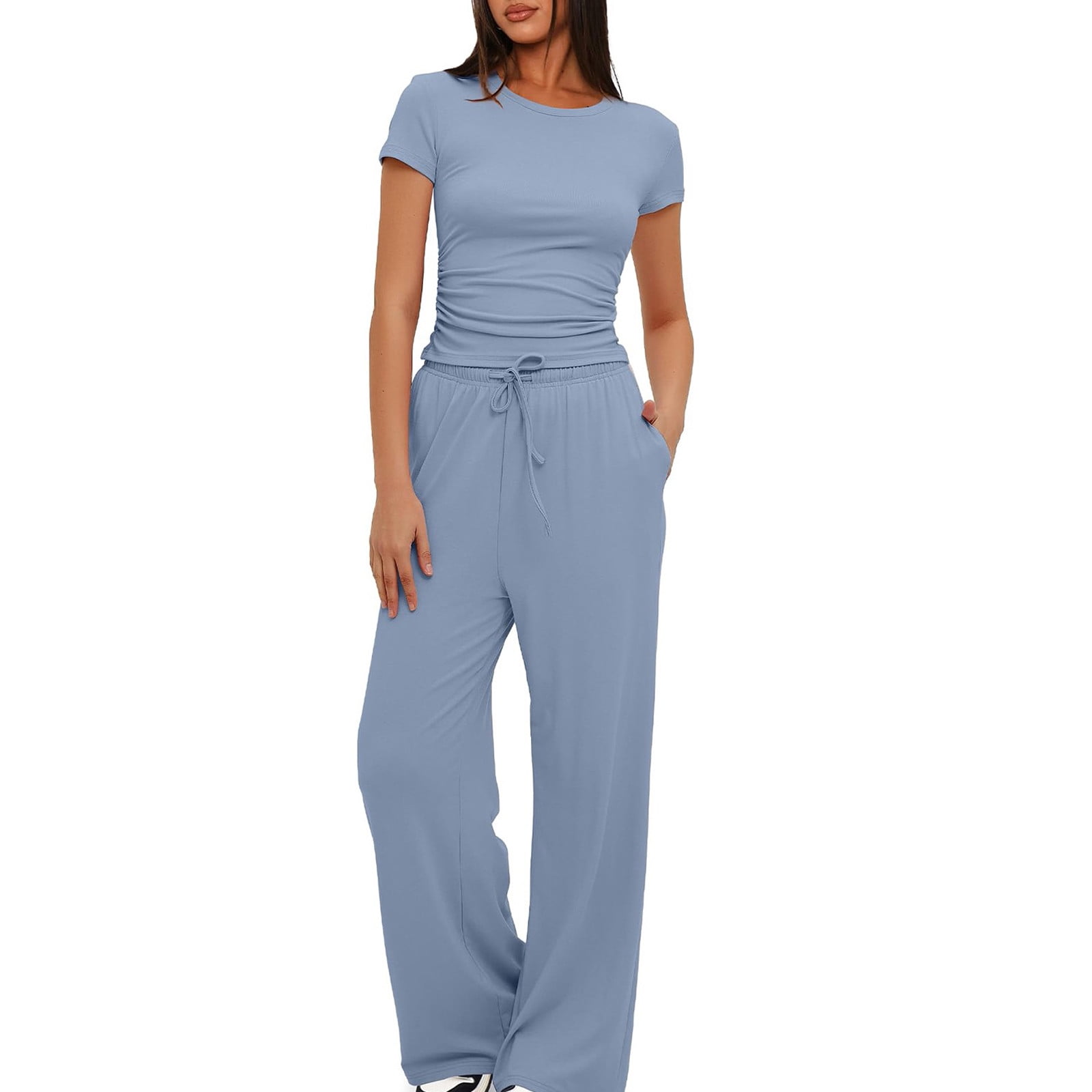 yievot 2 Piece Set Women Summer Going Out Outfits Slim Short Sleeve ...