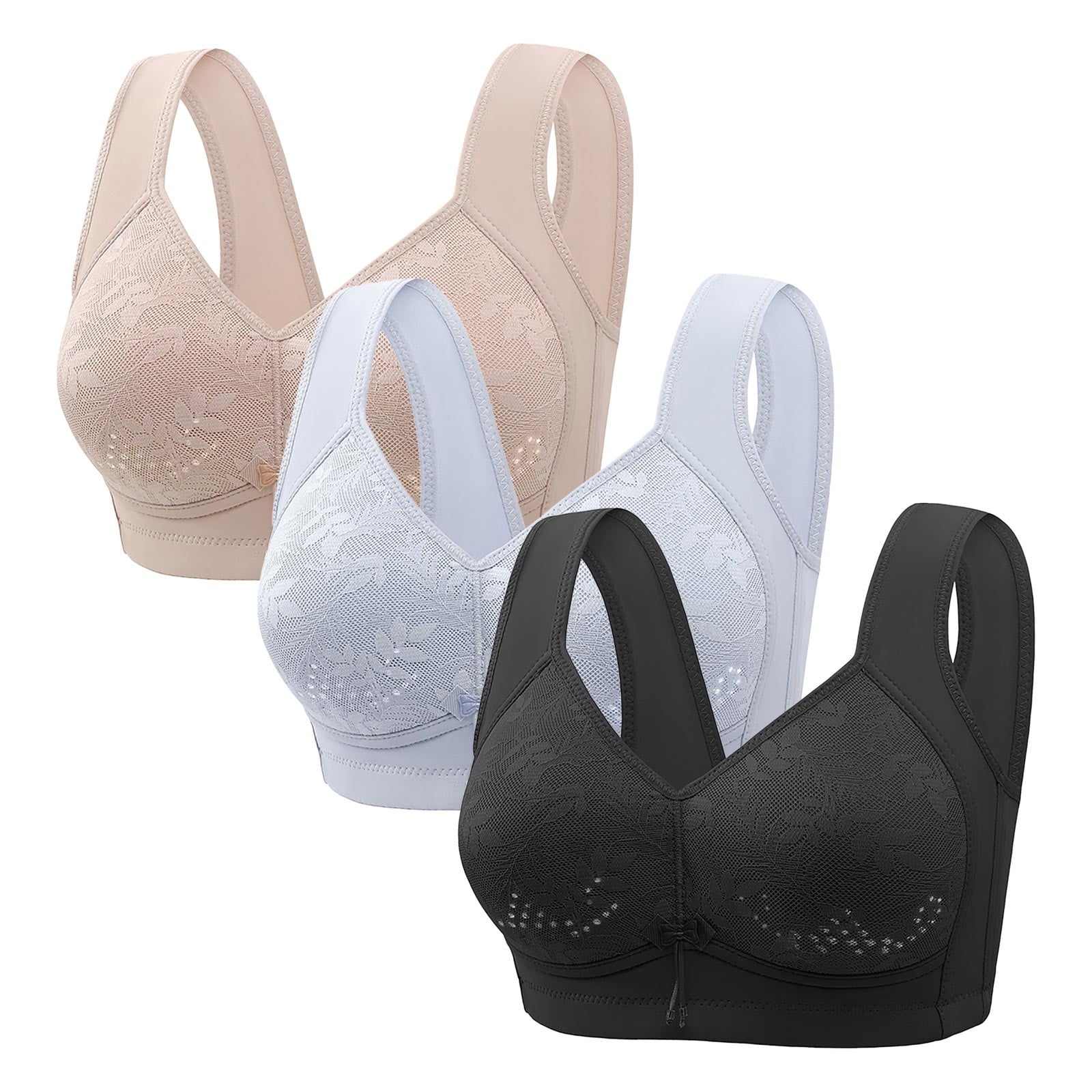 yievot 3 Pack Bras for Women Push Up Full Coverage Bras for Seniors ...