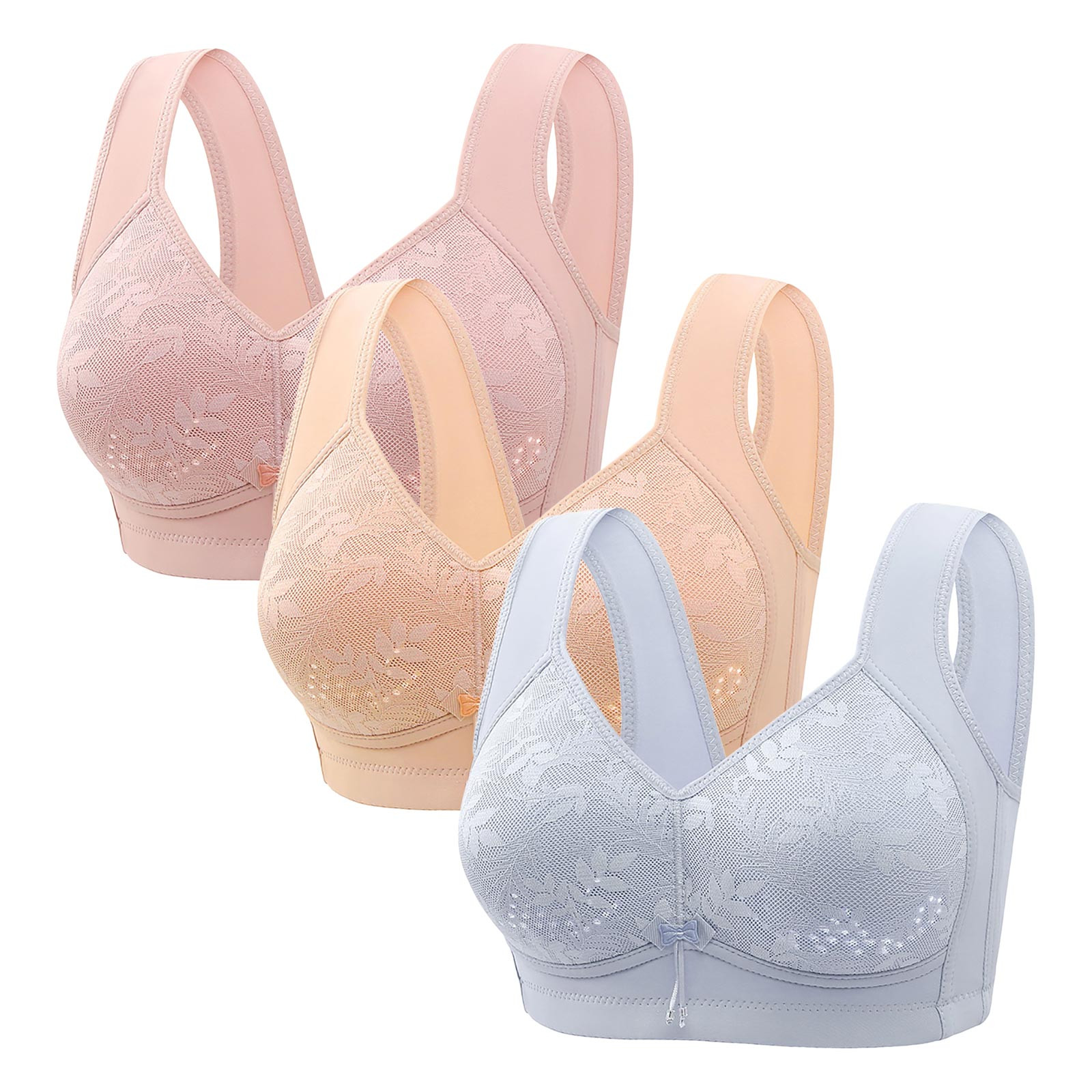 yievot 3 Pack Bras for Women Push Up Full Coverage Bras for Seniors ...