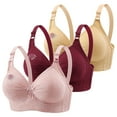 Yievot 3 Pack Bras For Women Wireless Plus Size Bras Seniors Ruched Front Push Up Bra Older
