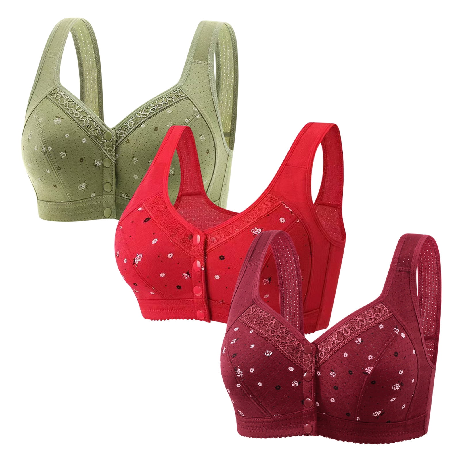 yievot 3 Pack Front Closure Bras for Womens Bras Front Snaps Seniors ...