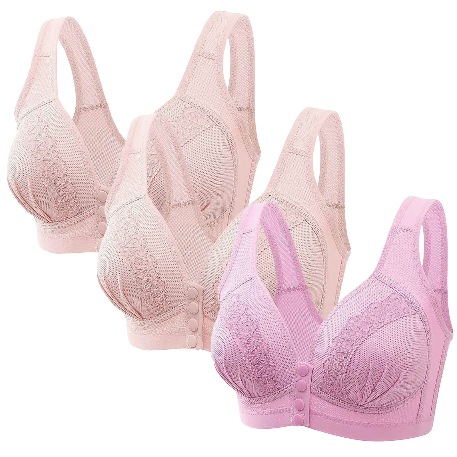 yievot 3 Pack Front Closure Bras for Womens Bras Front Snaps Seniors ...