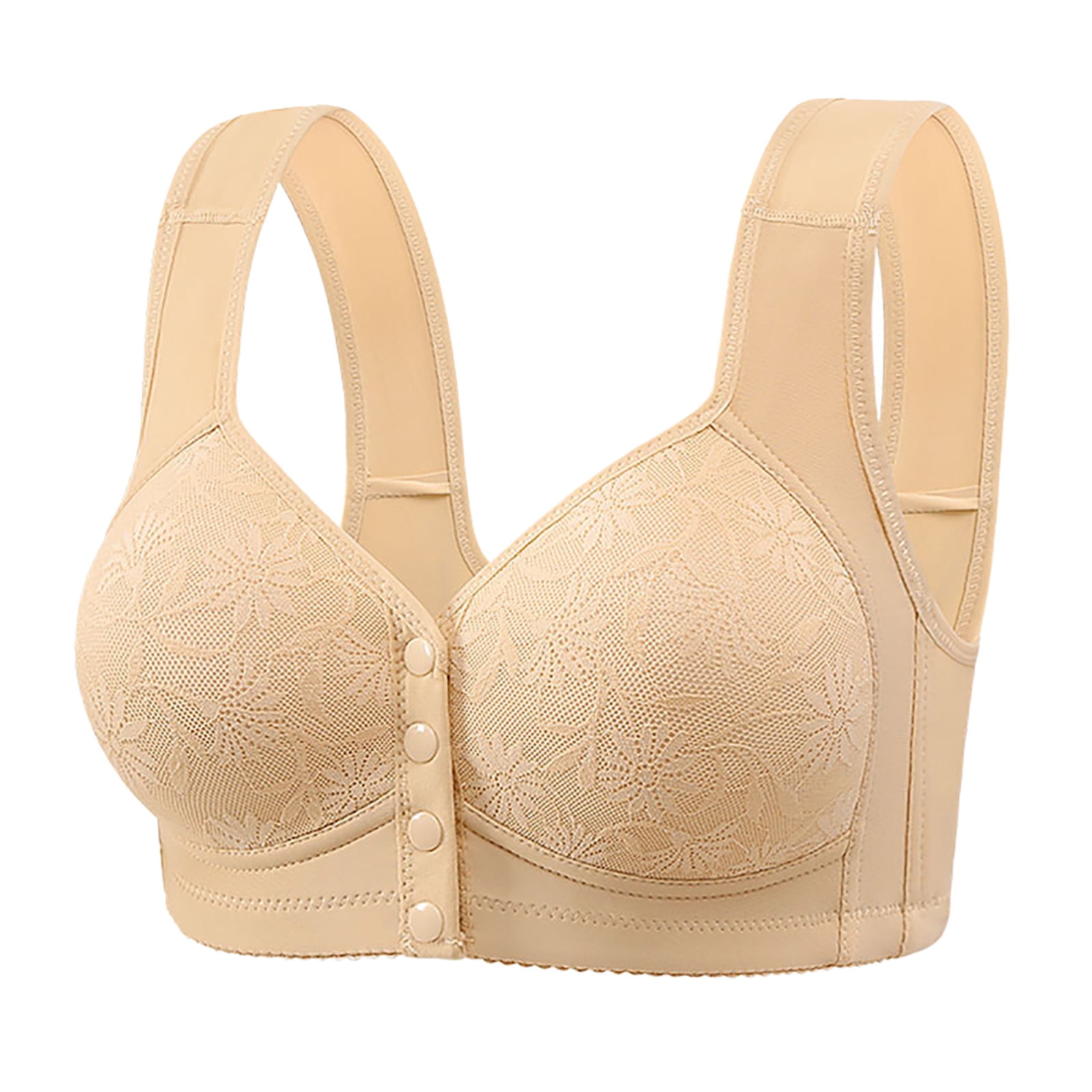 yievot Front Closure Bras for Womens Wireless Bras Seniors Snap Front Bra Older Women Comfort ...