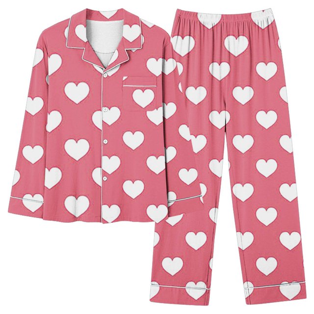yievot Sleepwear Womens Heart Print Pajamas Set Valentines Day Gift ...