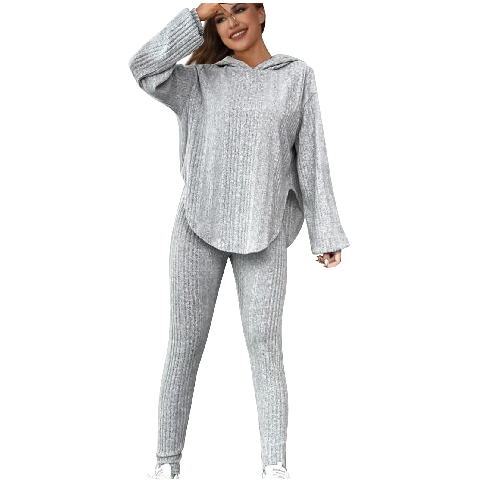 yievot Womens 2 Piece Outfits Oversized Lounge Sets Sweaters Cozy Knit ...