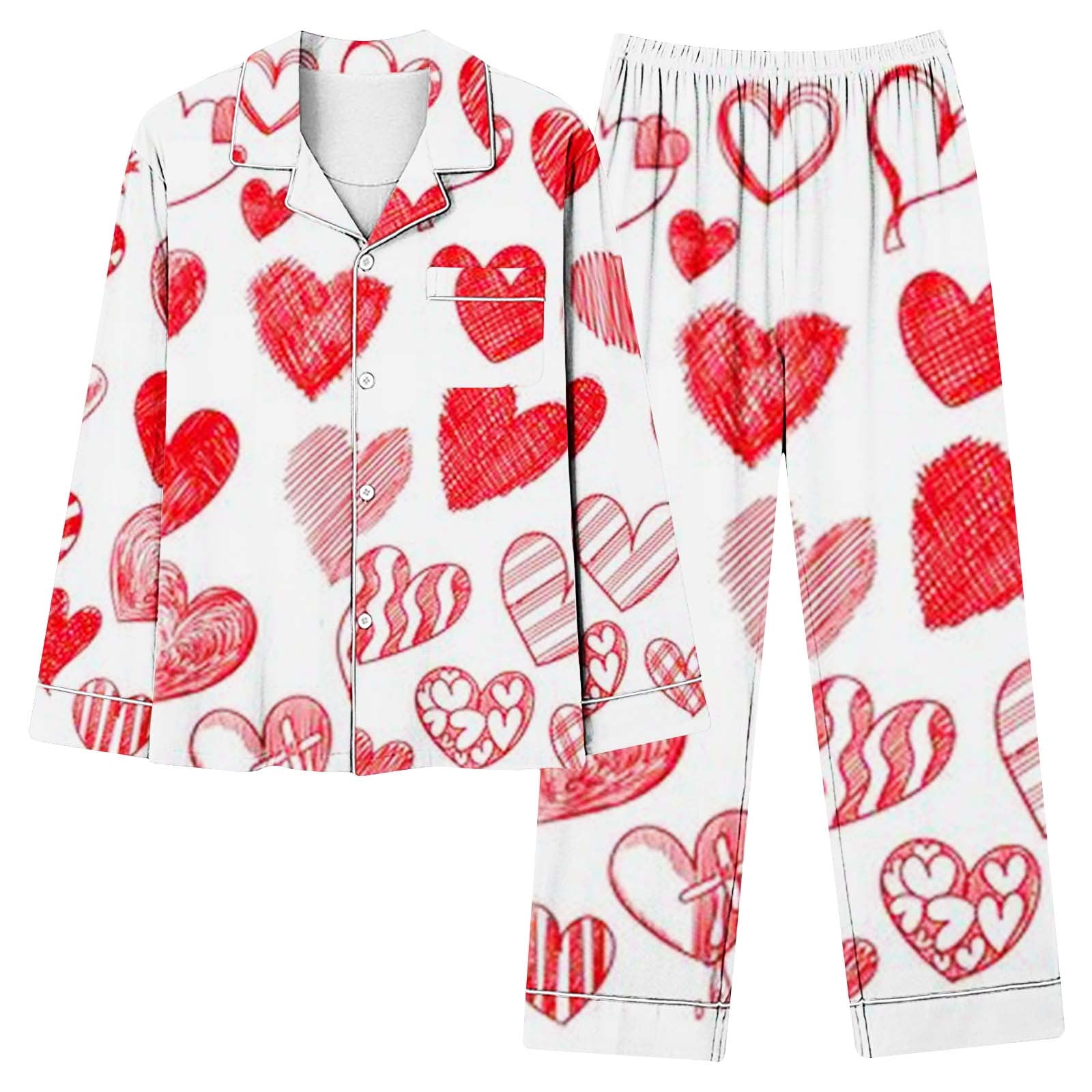 yievot Womens Button Down Pajamas Sets Valentines Day Gift Pajamas Long ...