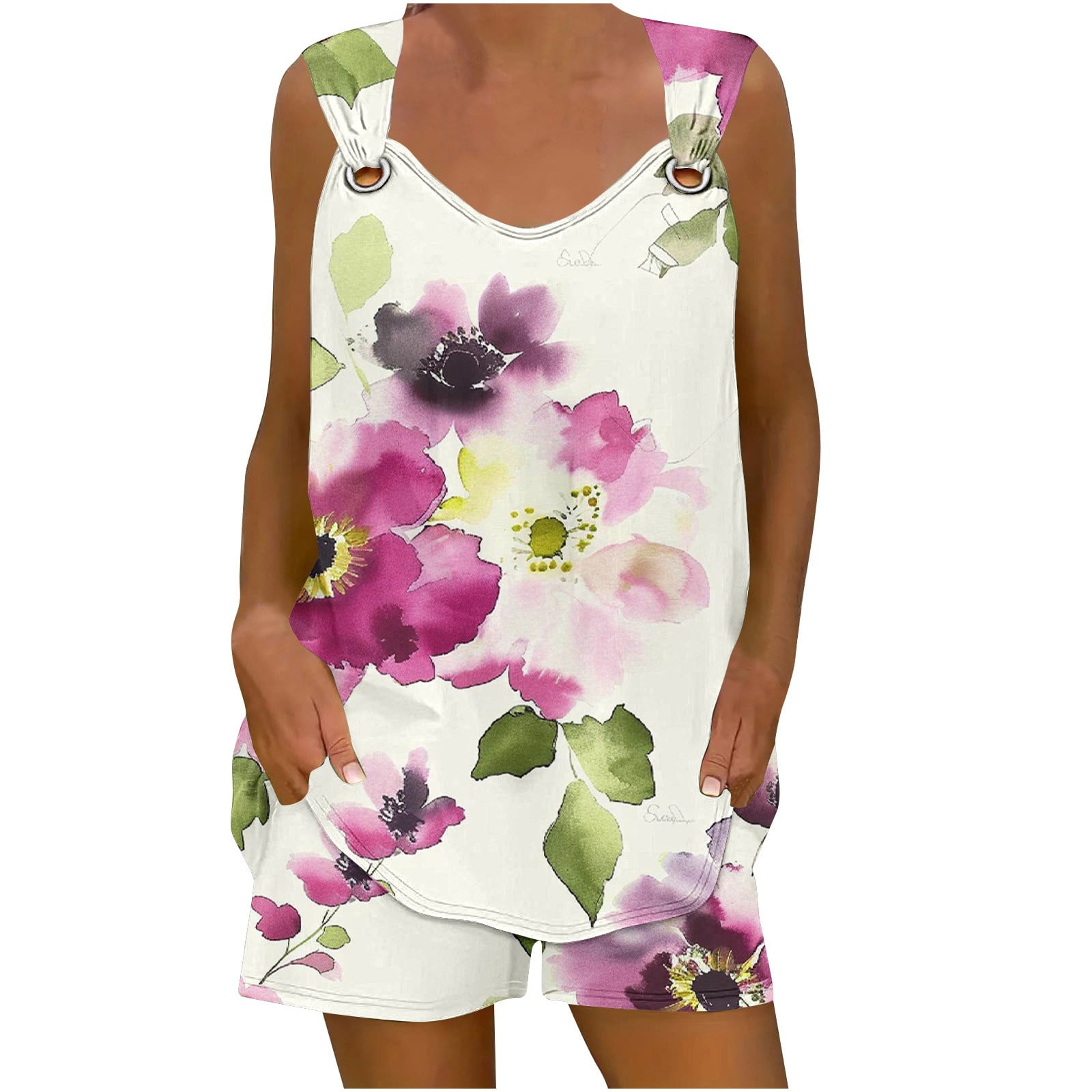 yievot Womens Pajama Sets Sleeveless Tank Top and Shorts Two-piece Pjs ...