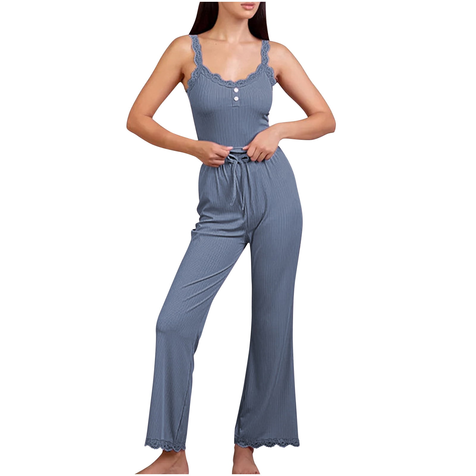 yievot Womens Pajamas Set Ribbed Knit Cami Pants Sets 2 Piece Loungewear Sleepwear - Walmart.com