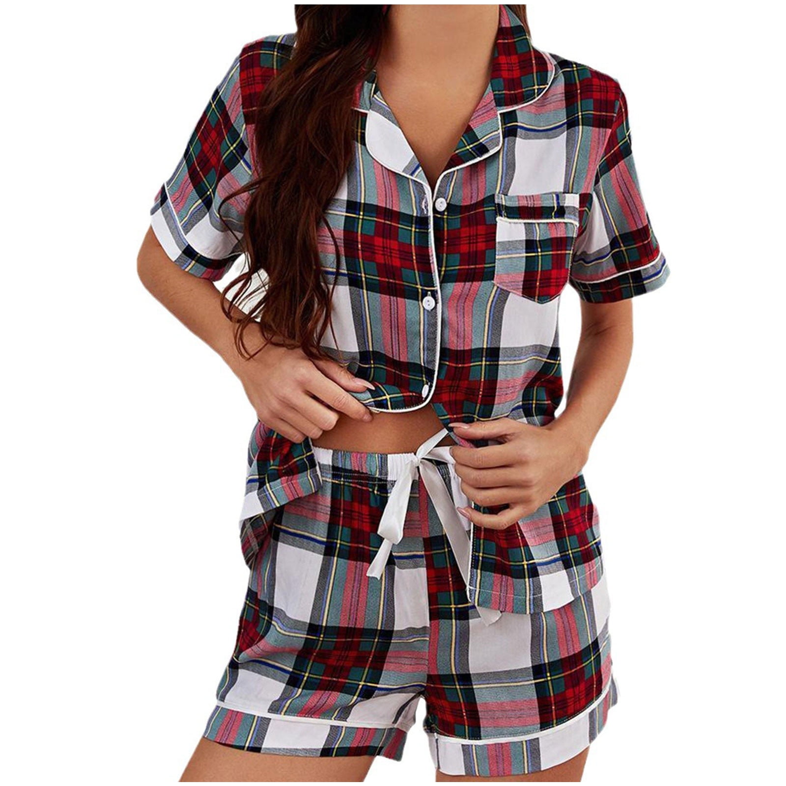 yievot Womens Pajamas Set Short Sleeve Button Down Shirt and Shorts ...