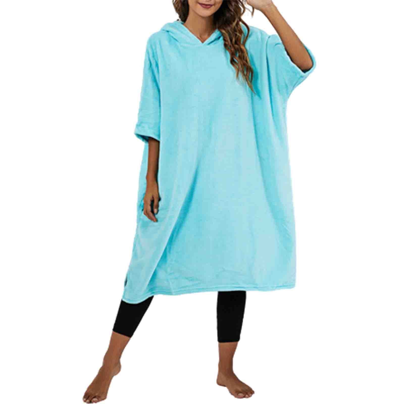 yievot Womens Robes Plush Fleece Hooded Bathrobe Thick Nightgown with ...