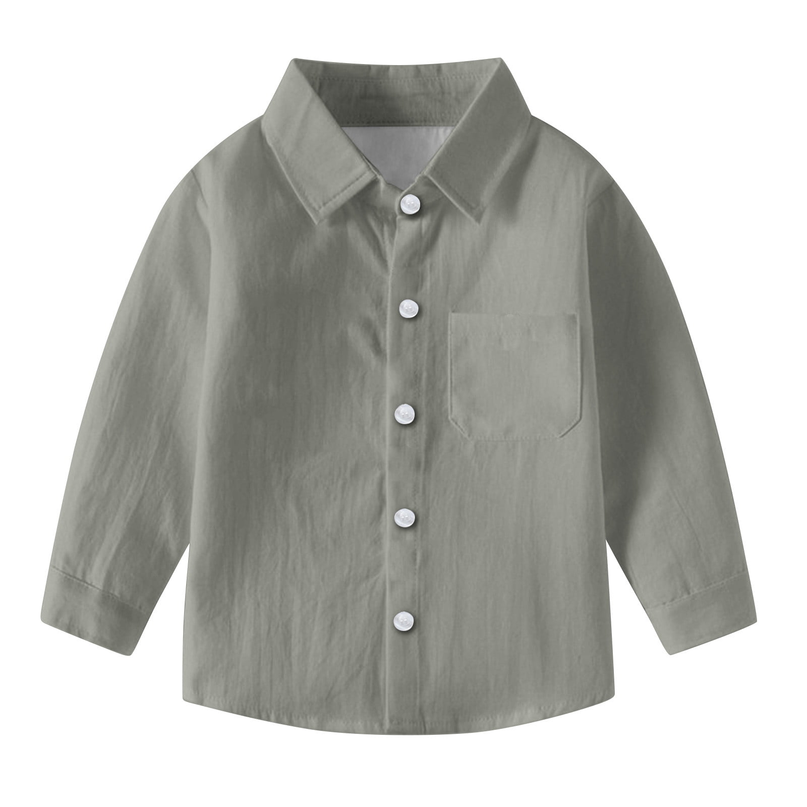 yillto 1-8T Boys Girls Shirt Button down Collared Long Sleeve Solid ...