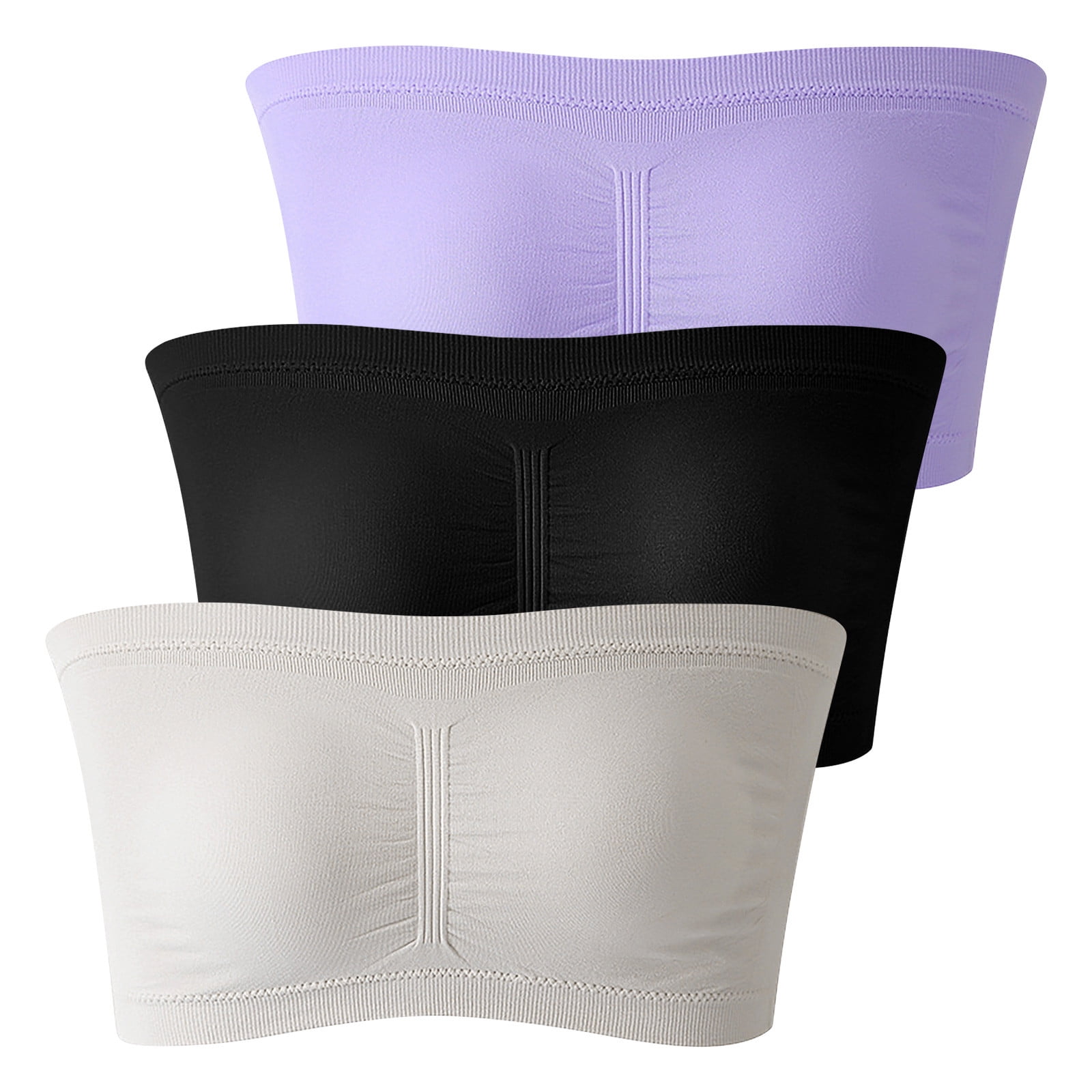 yillto 3 Pack Women Plus Size Bandeau Bra Padded Strapless Bralette ...