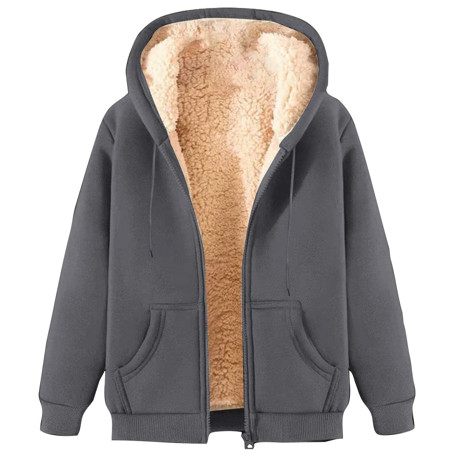yillto Fleece Coat for Women Thick Warm Sherpa Fuzzy Lined Hoodie Zip ...