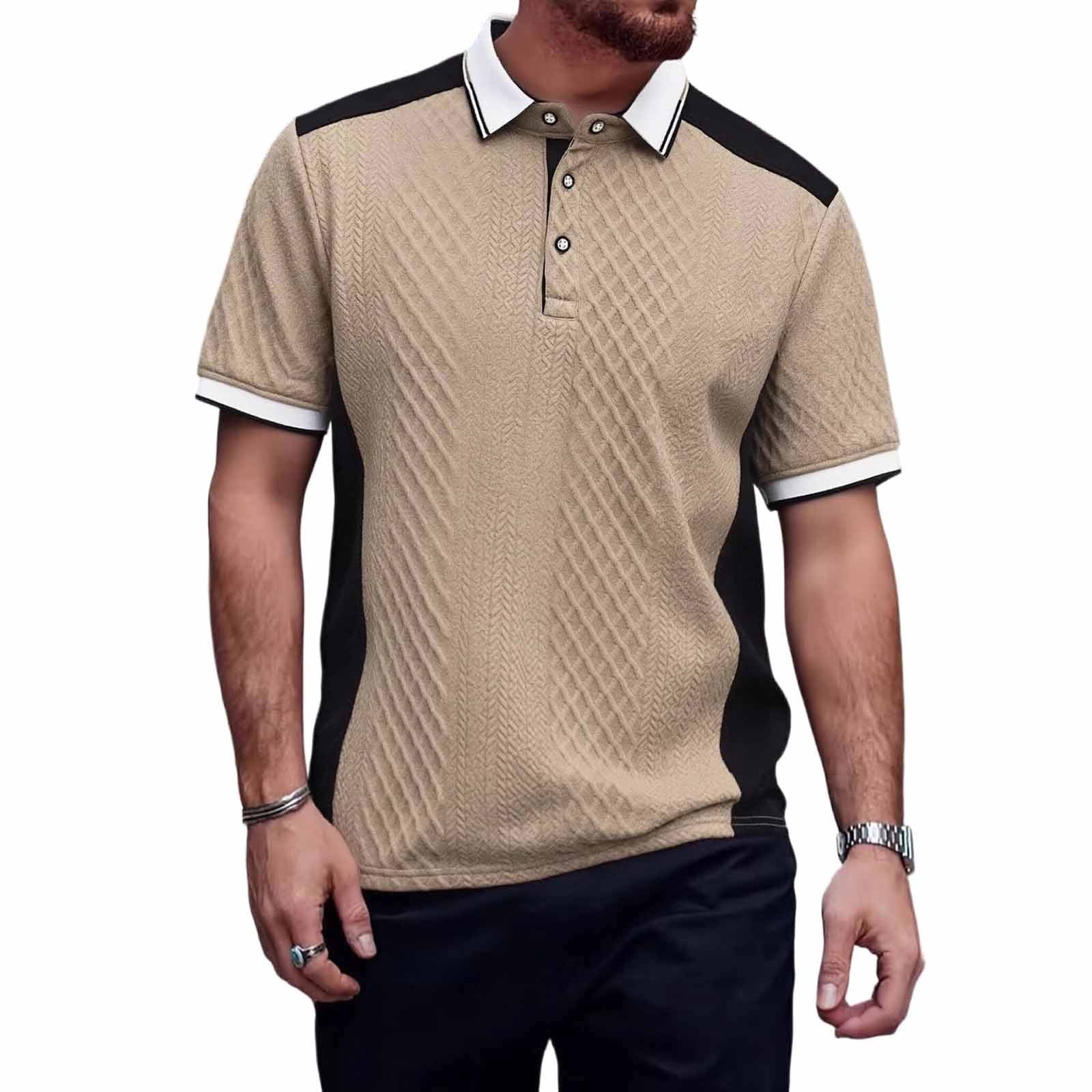yillto Men's Shirt Casual Golf Collared Shirts Textured Summer Short ...