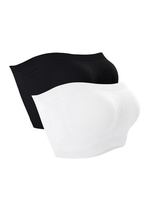 Women's Plus Size Full Coverage Strapless Bandeau Bra with Removable ...