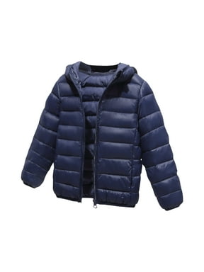Boys Winter Puffer Jacket Kids Hooded Quilted Coat Warm Lightweight Water-Resistant with Pockets ...