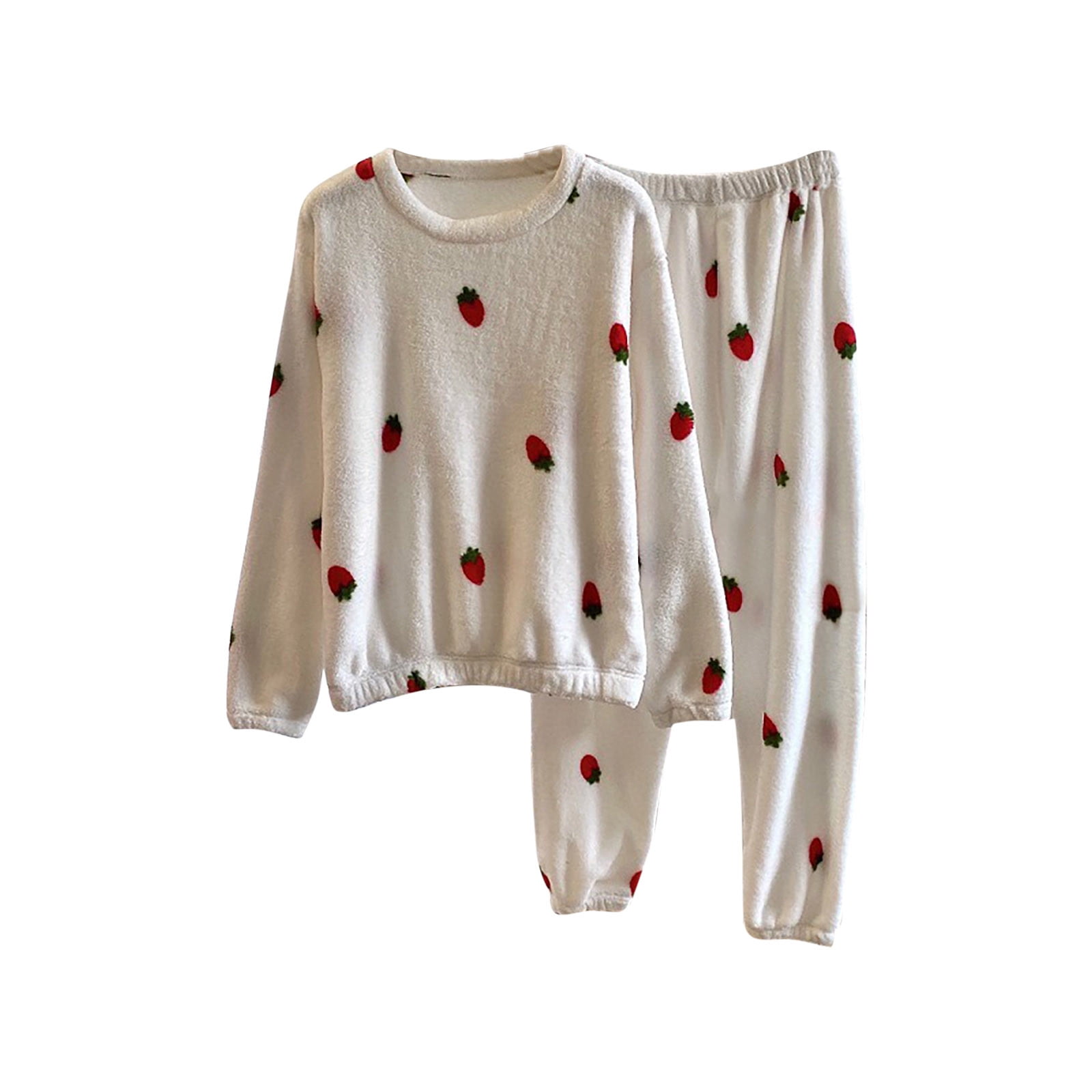 yillto Women Pajama Sets Fuzzy Fleece Cute Printed Pullover Long Sleeve ...