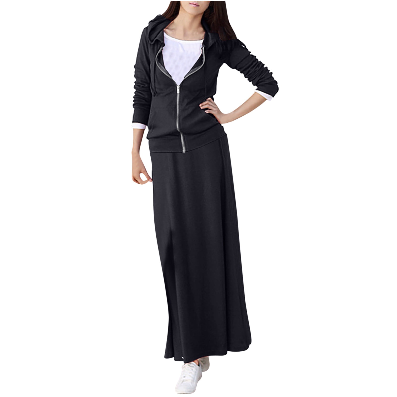 yillto Women's 2 Piece Tracksuit Skirts Set Outfits Long Sleeve Causal ...