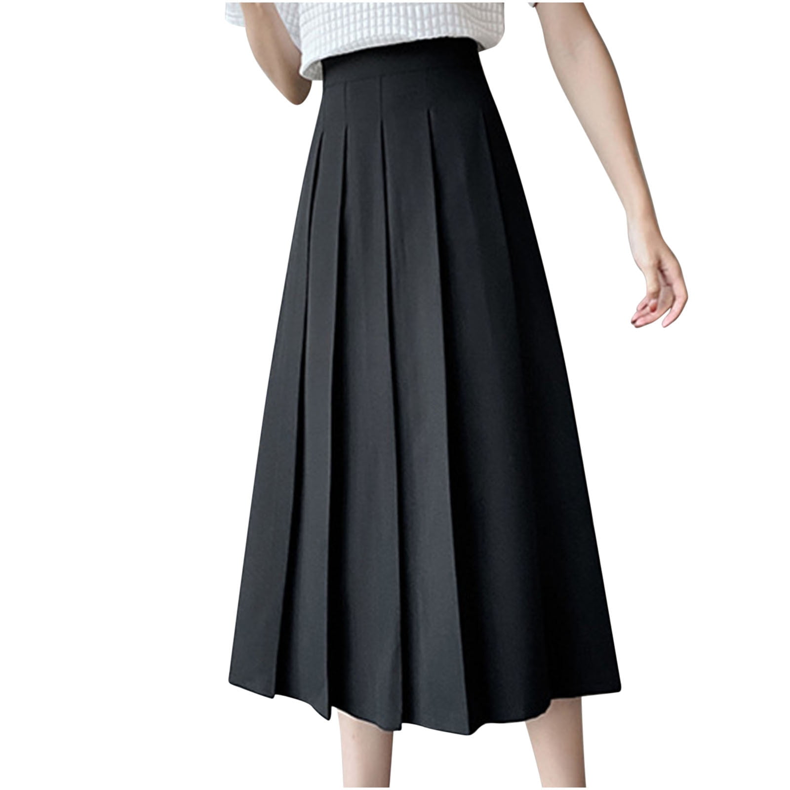 yillto Women's Girls A Line Long Skirts Pleated High Waist Fashion ...