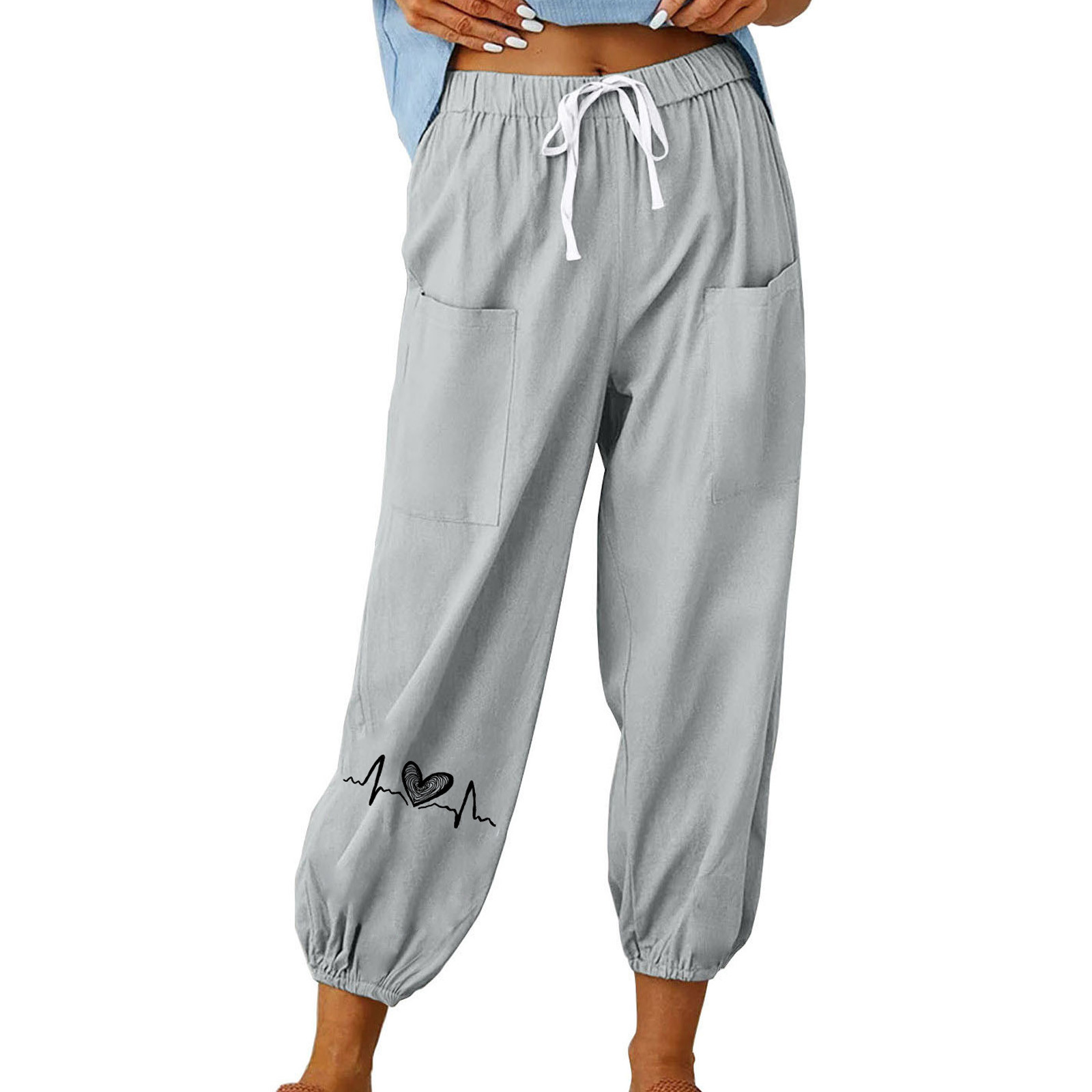 yillto Women's Wide Leg Pants Printed Cotton Stretch High Waist ...